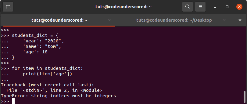 How to avoid String indices must be integers error in Python