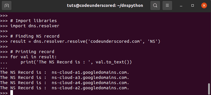 How to do nslookup in Python | Code Underscored
