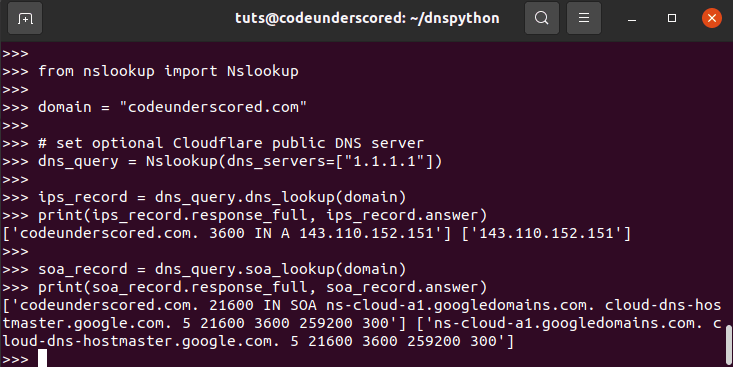 How to do nslookup in Python | Code Underscored