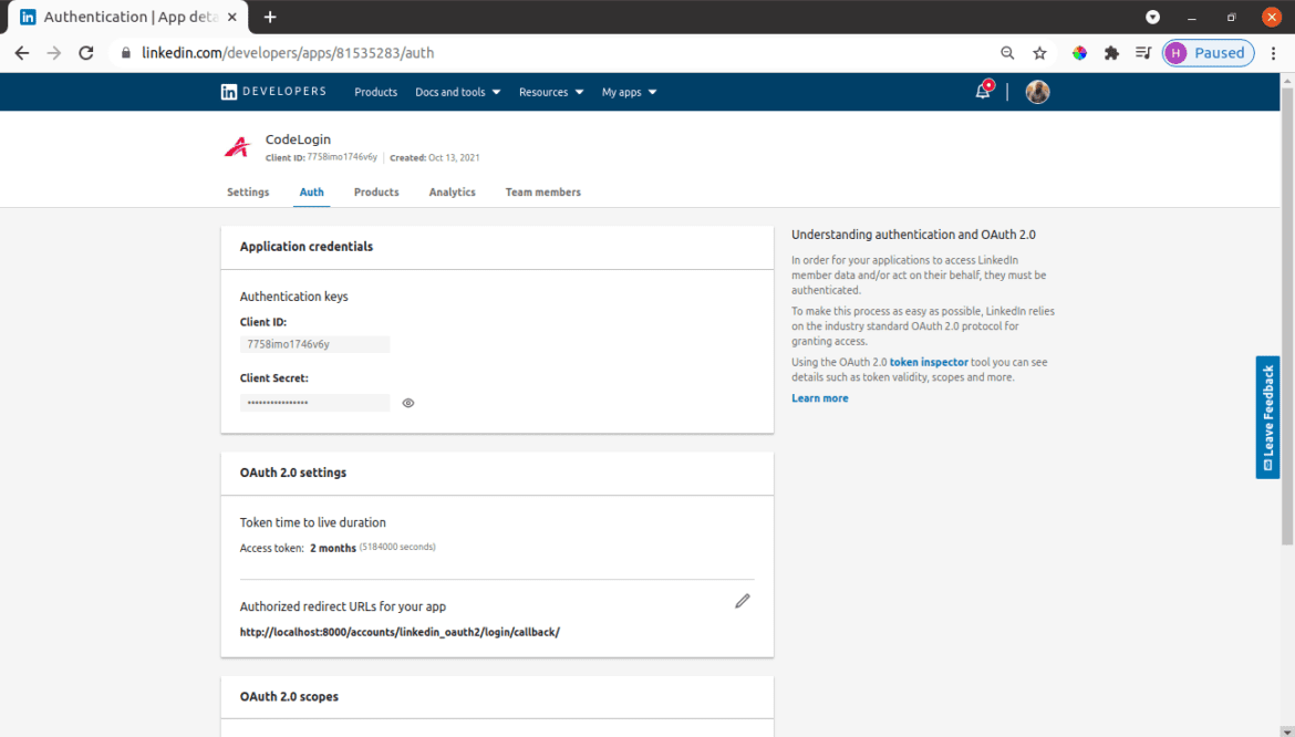 Django authentication with LinkedIn | Code Underscored